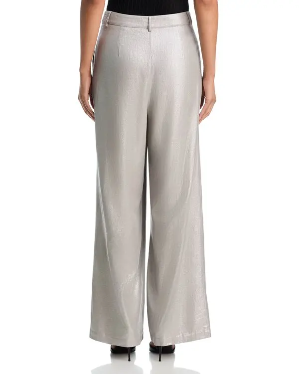 Aqua Metallic Wide Leg Pants
