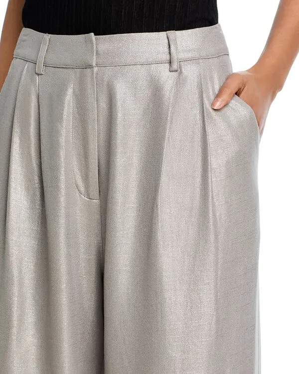 Aqua Metallic Wide Leg Pants