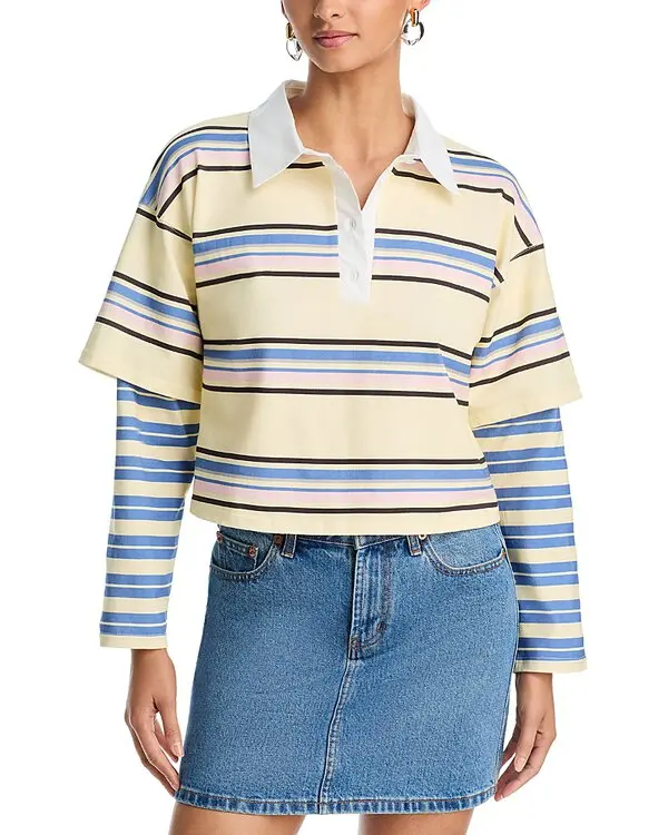 Aqua Multi Stripe Layered Long Sleeve Tee