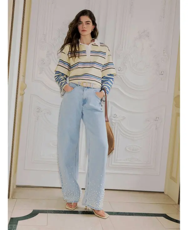 Aqua Multi Stripe Layered Long Sleeve Tee