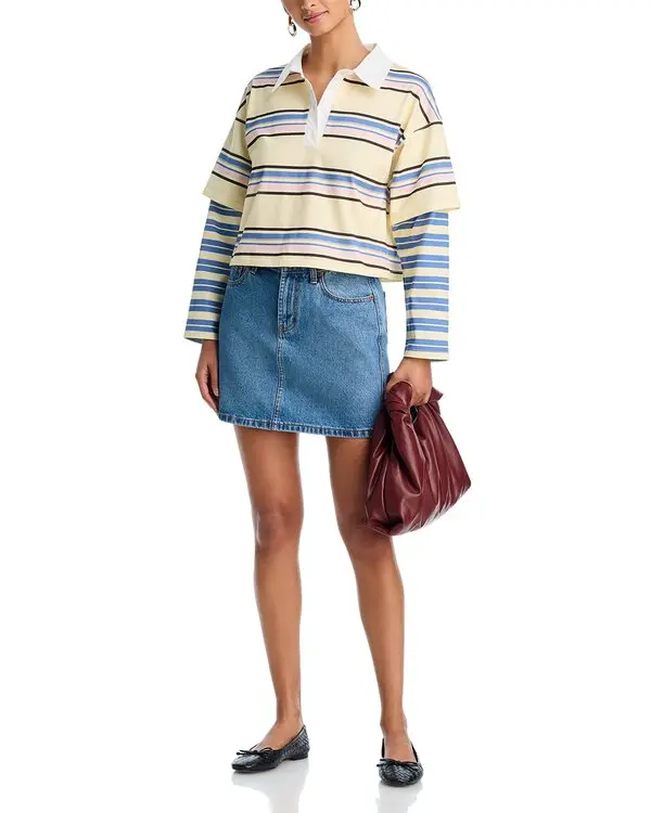 Aqua Multi Stripe Layered Long Sleeve Tee