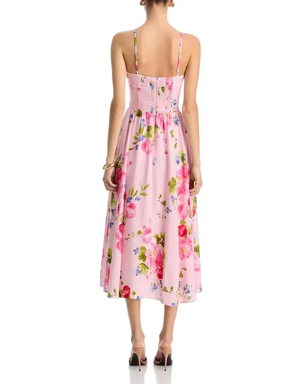 Aqua Floral Drop Waist Midi Dress