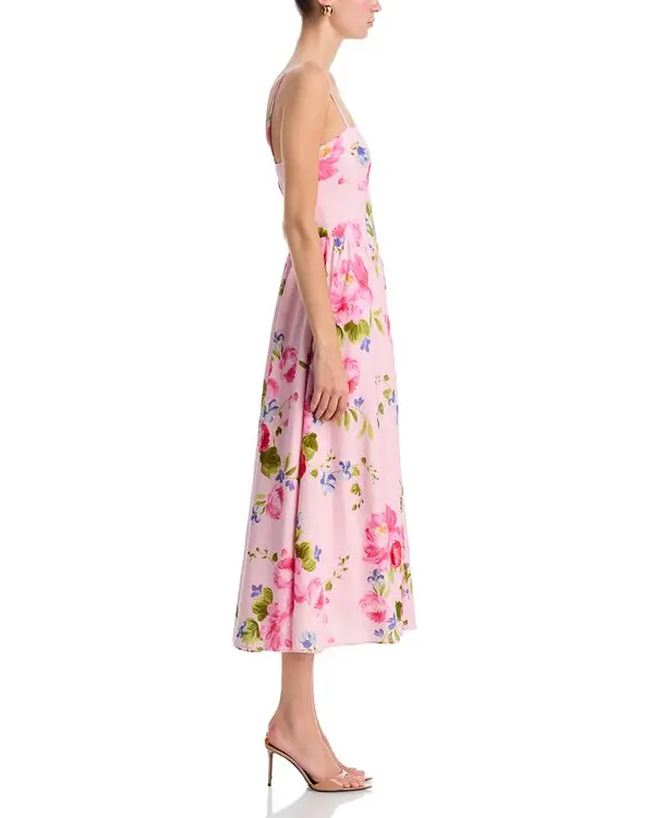 Aqua Floral Drop Waist Midi Dress