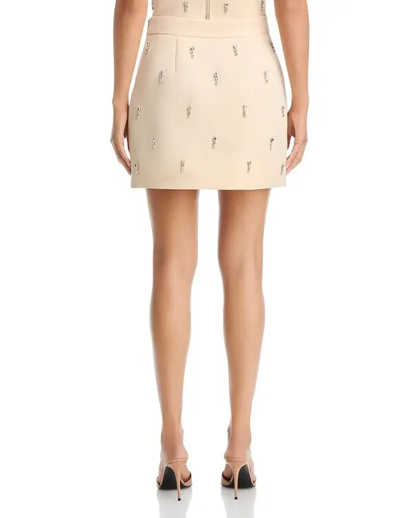 Aqua Jewel Embellished Satin Mini Skirt