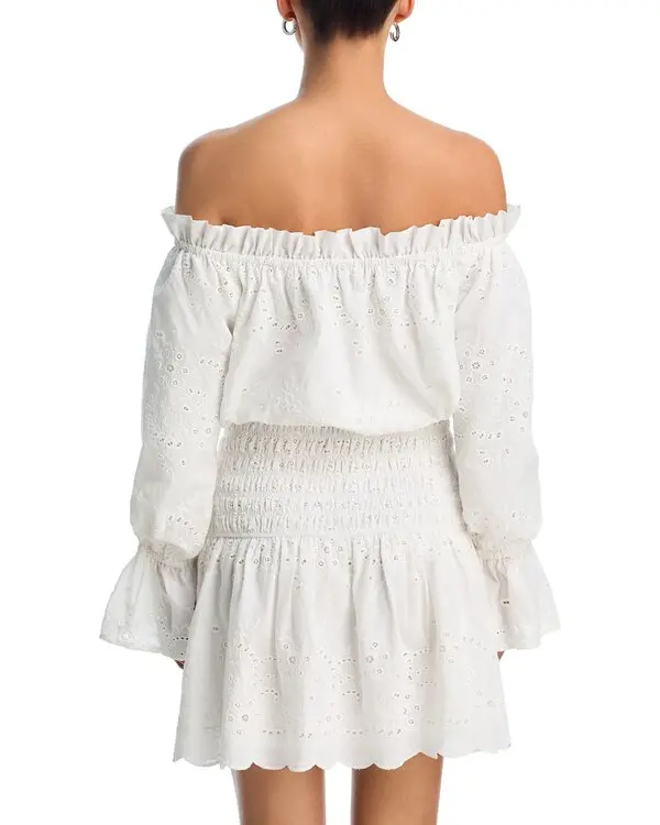 Aqua Embroidered Smocked Mini Dress
