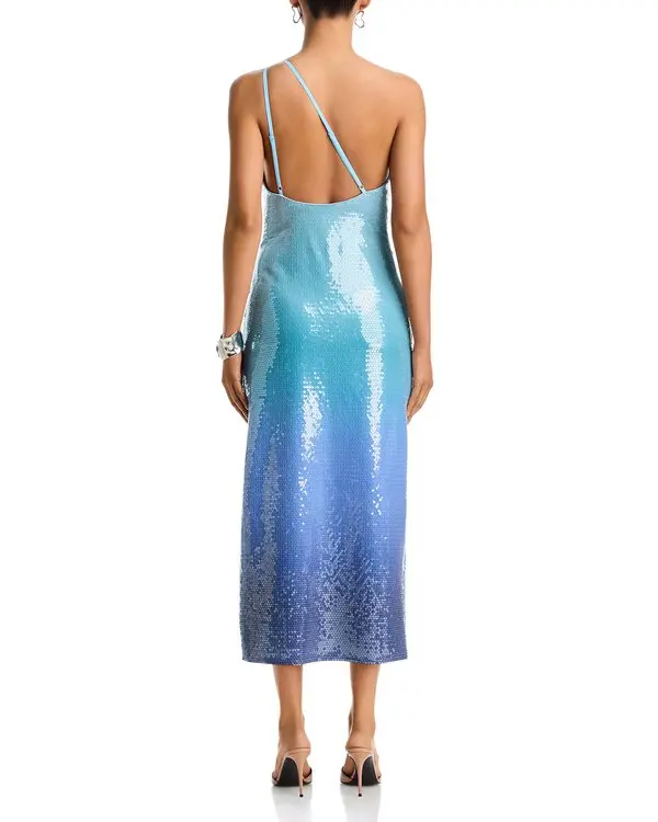 Aqua Ombre Sequin Halter Maxi Dress - Blue/green