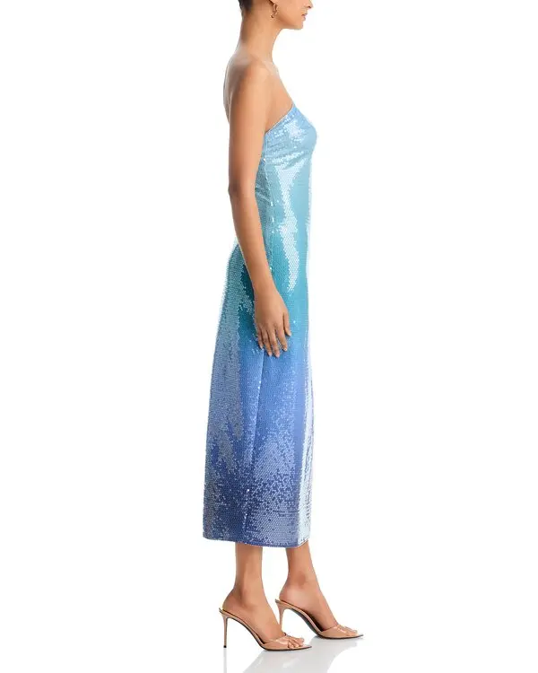 Aqua Ombre Sequin Halter Maxi Dress - Blue/green