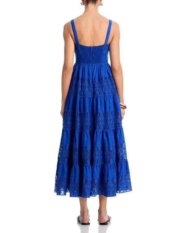 Aqua Lace Inset Tier Midi Dress - Cobalt