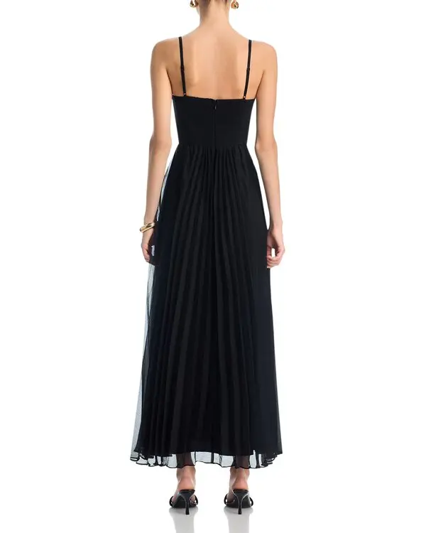 Aqua Solid Pleated Maxi Dress