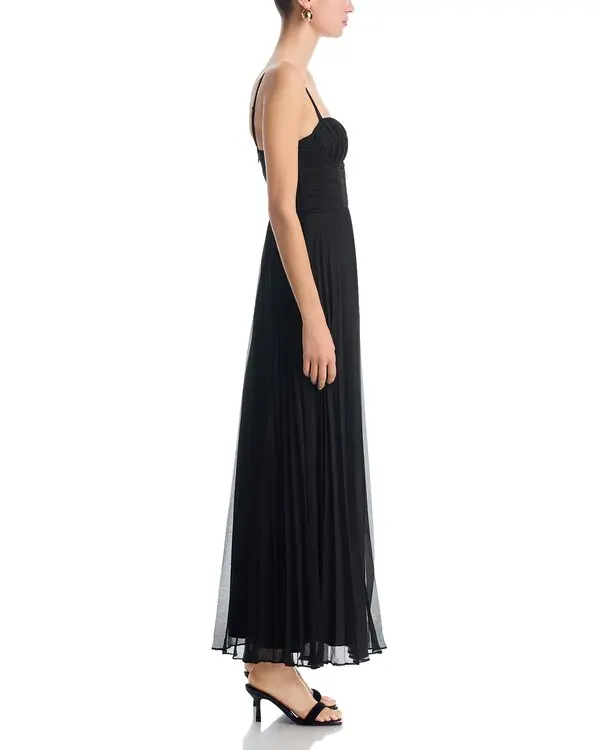 Aqua Solid Pleated Maxi Dress