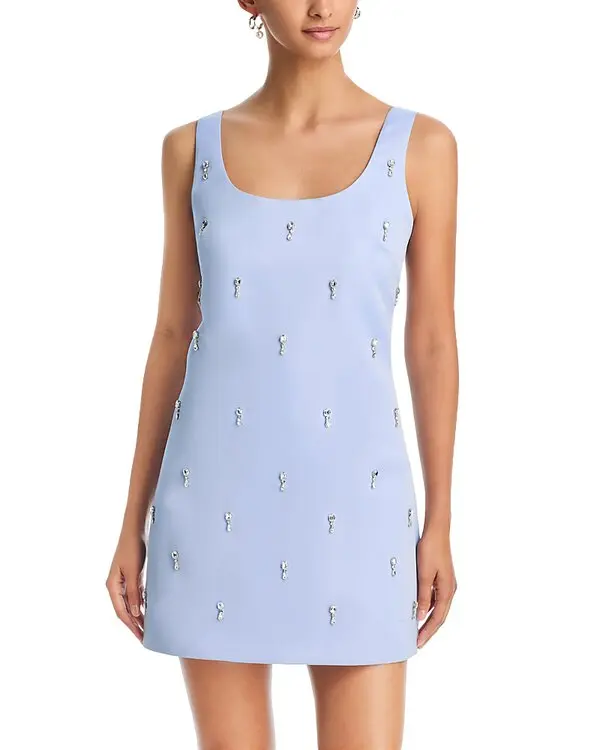 Aqua Jewel Satin Mini Dress - Sky Blue