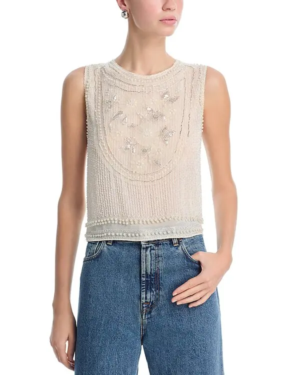 Aqua Beaded Tank Top