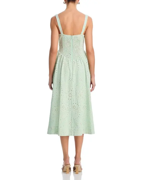 Aqua Embroidered Paisley Tie Front Midi Dress - Sage
