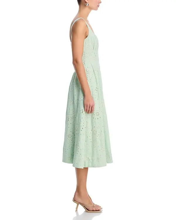 Aqua Embroidered Paisley Tie Front Midi Dress - Sage