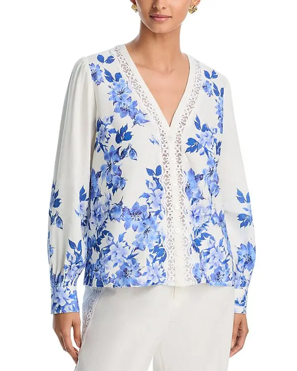 Aqua Floral Placed Blouse