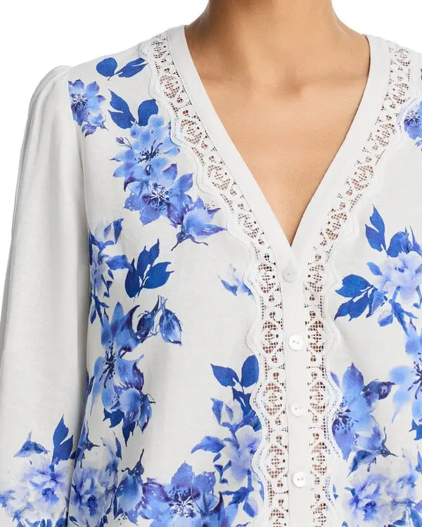 Aqua Floral Placed Blouse