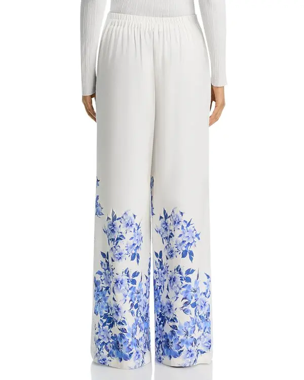 Aqua Floral Lace Wide Leg Pants - Blue Multi