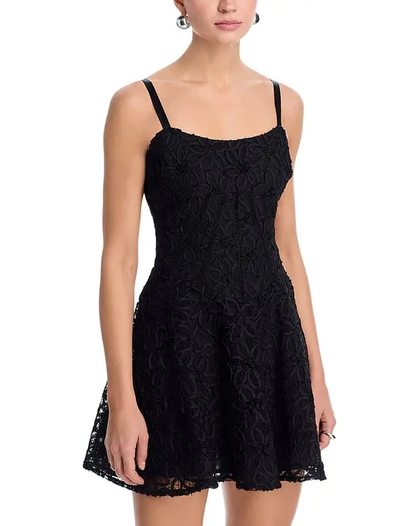 Aqua Floral Lace Mini Dress