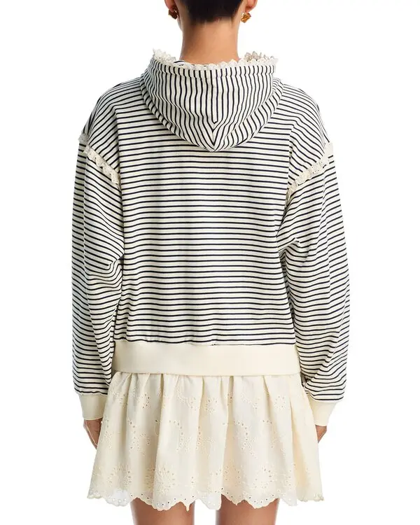 Aqua Stripe Eyelet Ruffle Sweatshirt Dress