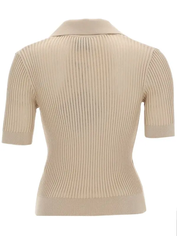 PATOU Embroidered Cotton Polo Shirt - Beige