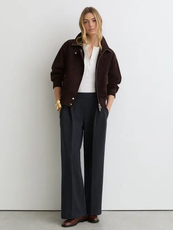 REISS Remi Petite Pinstripe Wide-leg Joggers