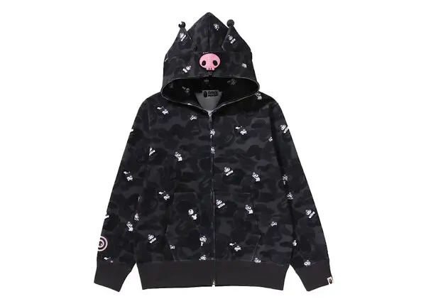 A BATHING APE X Sanrio Characters Kuromi Camo Full Zip Hoodie - Black