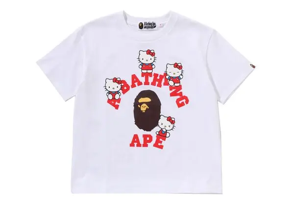 A BATHING APE X Sanrio Characters Hello Kitty College Mini Tee Shirt - White