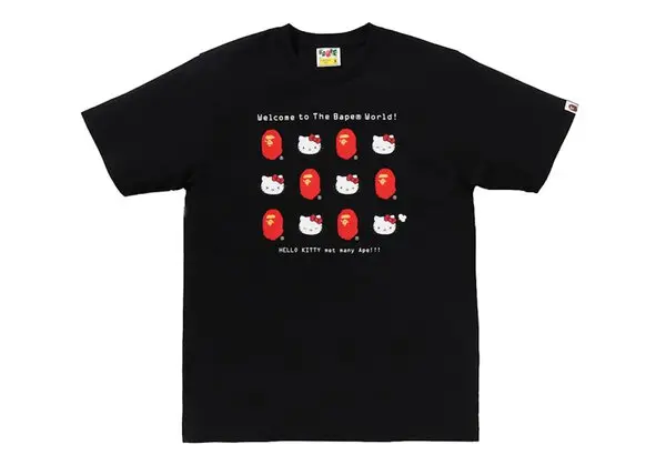 A BATHING APE X Sanrio Characters Hello Kitty Tee Shirt - Black