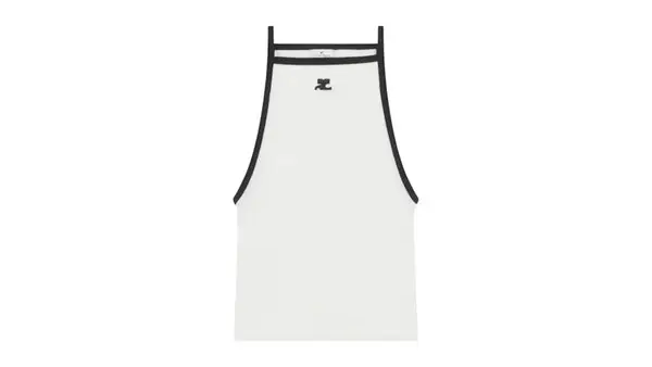 COURREGES Light Ribs Contrast Tank Top - Heritage White/black