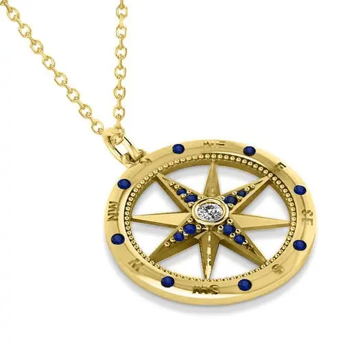 ALLUREZ Diamond Accented Compass Pendant Necklace - Gold