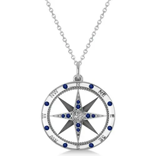 ALLUREZ Diamond Accented Compass Pendant Necklace - Natural