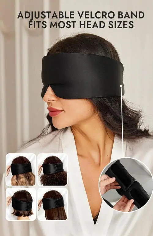 SILKSILKY Elegant One Piece Silk Sleep Eye Mask - Black