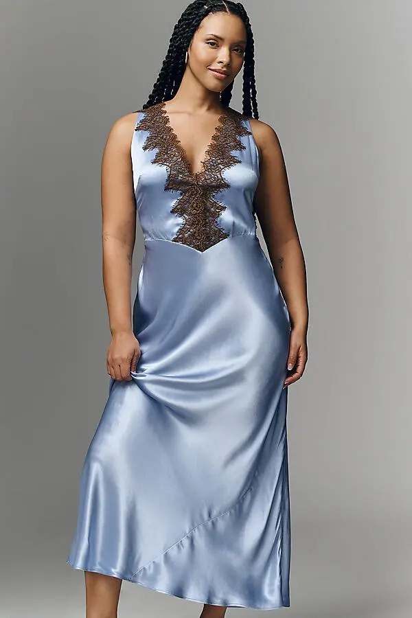 v neck slip dress midi V-neck Sleeveless Midi Slip Dress