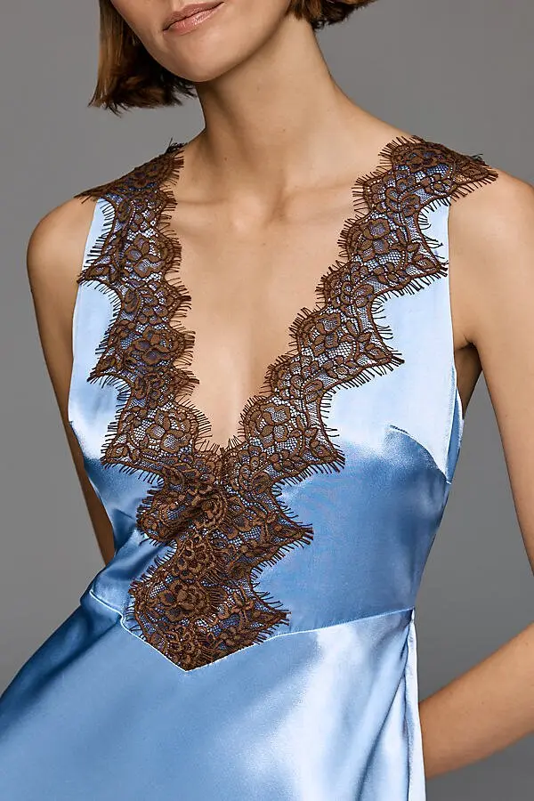 Anthropologie Lace V-neck Slip Midi Dress