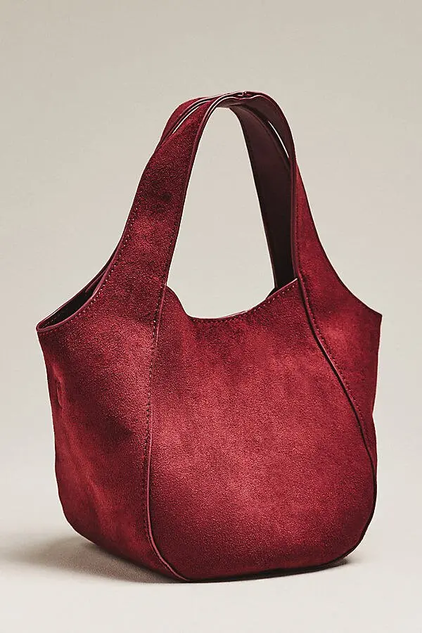 Anthropologie Sonia Faux Suede Mini Slouchy Tote Bag - Wine