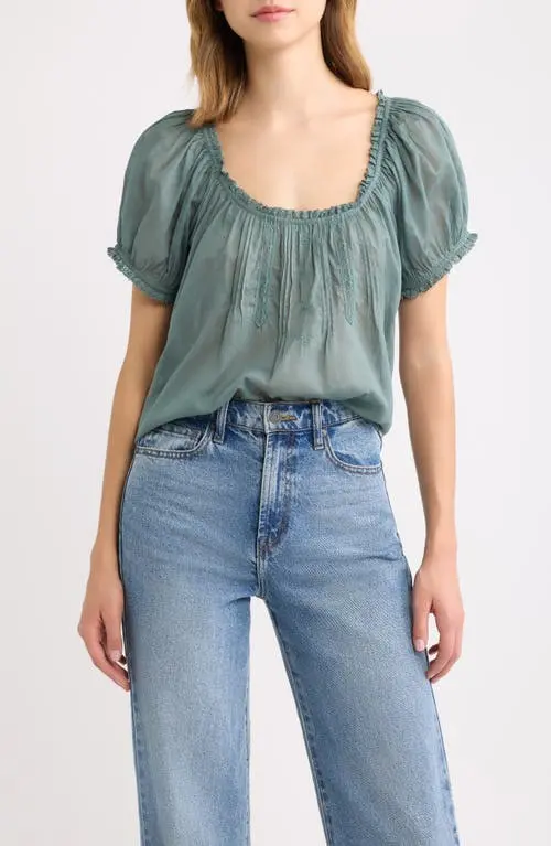 DÔEN Frederica Floral Embroidered Organic Cotton Voile Top - Seafare