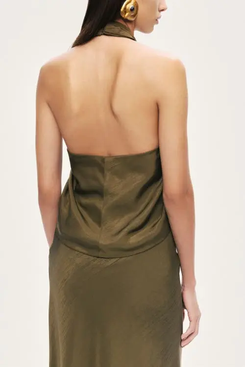 NOCTURNE Flared Midi Skirt - Khaki