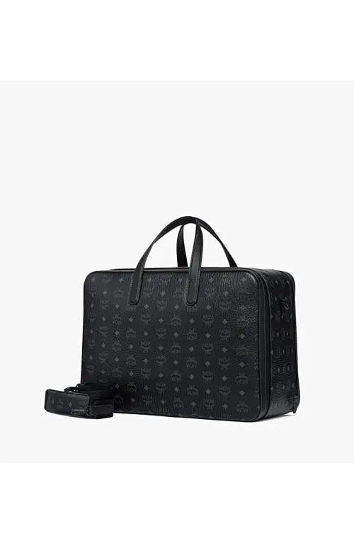 Mcm Ottomar Garment Bag In Visetos Monogram Canvas - Black
