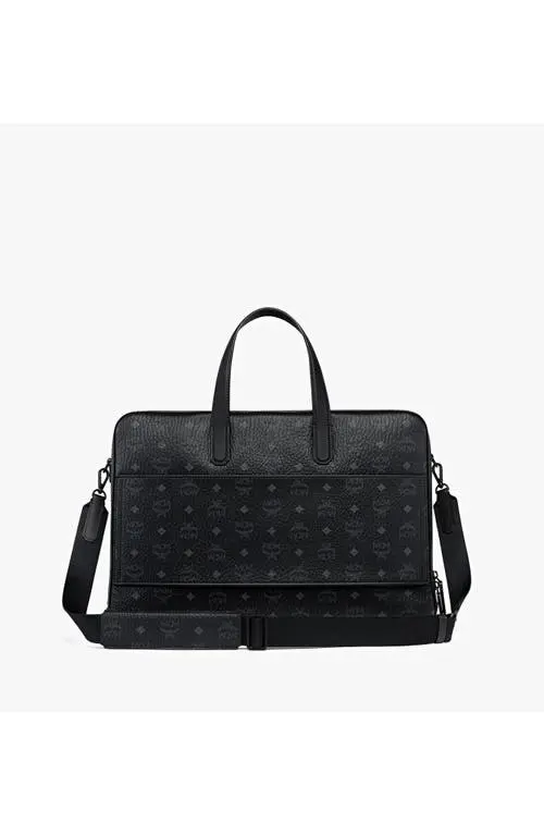 Mcm Ottomar Garment Bag In Visetos Monogram Canvas - Black