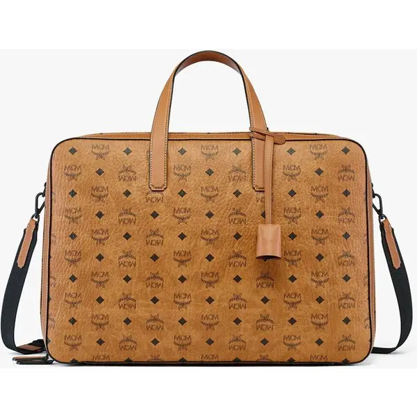 Mcm Ottomar Garment Bag In Visetos - Cognac