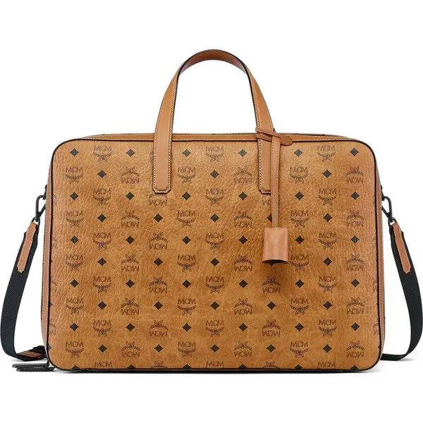 Mcm Ottomar Garment Bag In Visetos - Cognac