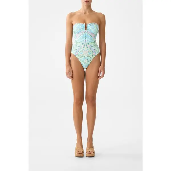 Camilla Gathered Bandeau One Piece With U Ring - Midsummer Mosaics