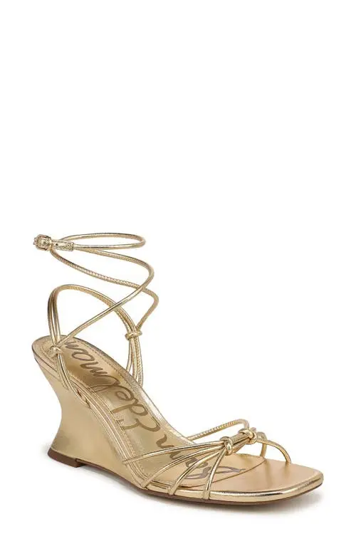 Sam Edelman Daxton Ankle Strap Wedge Sandal - Amber Gold
