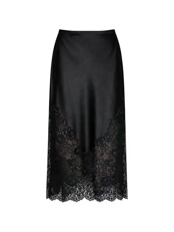 FLEUR DU MAL Juliet Lace-trim Midi Skirt - Black