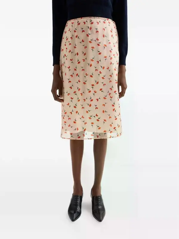 JIL SANDER Floral Printed Midi Skirt - Neutrals