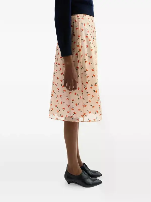 JIL SANDER Floral Printed Midi Skirt - Neutrals