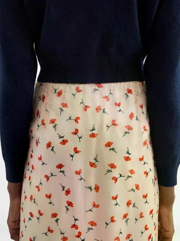 JIL SANDER Floral Printed Midi Skirt - Neutrals