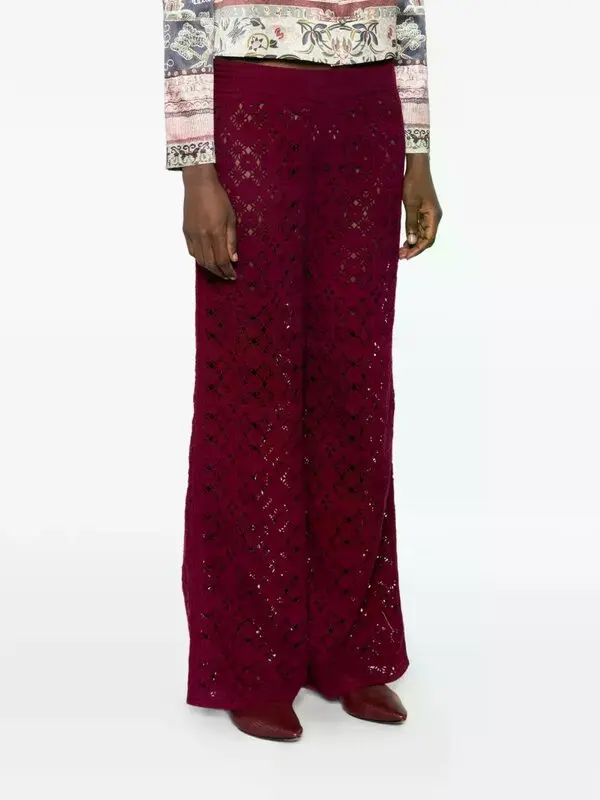 Eric Bompard Crocheted Elasticated-waist Trousers - Red