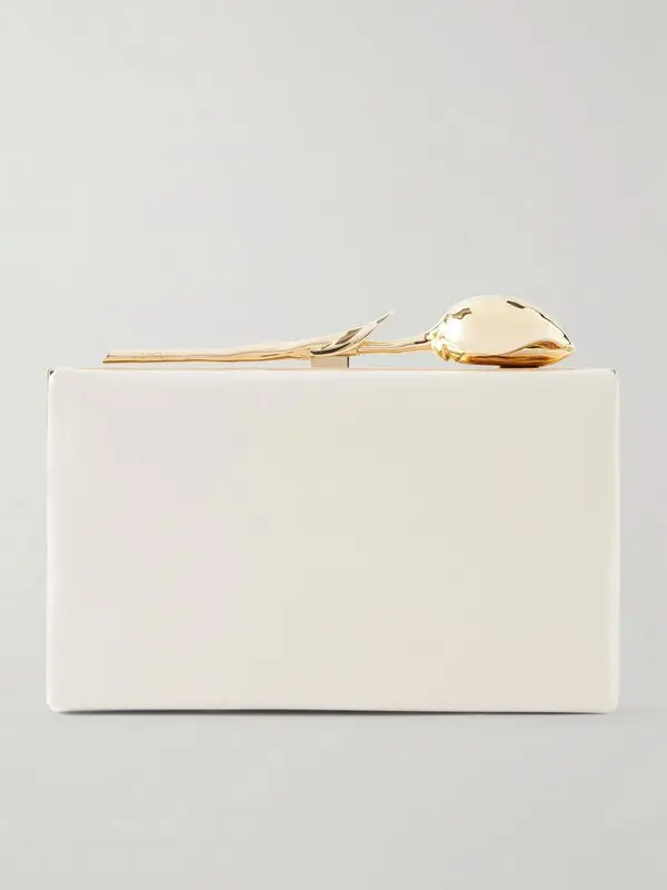 Erdem Bloom Satin Clutch - Off-white