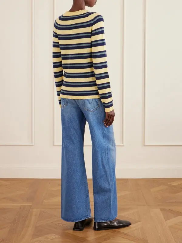 THE ELDER STATESMAN Laurel Striped Cashmere Sweater - Blue